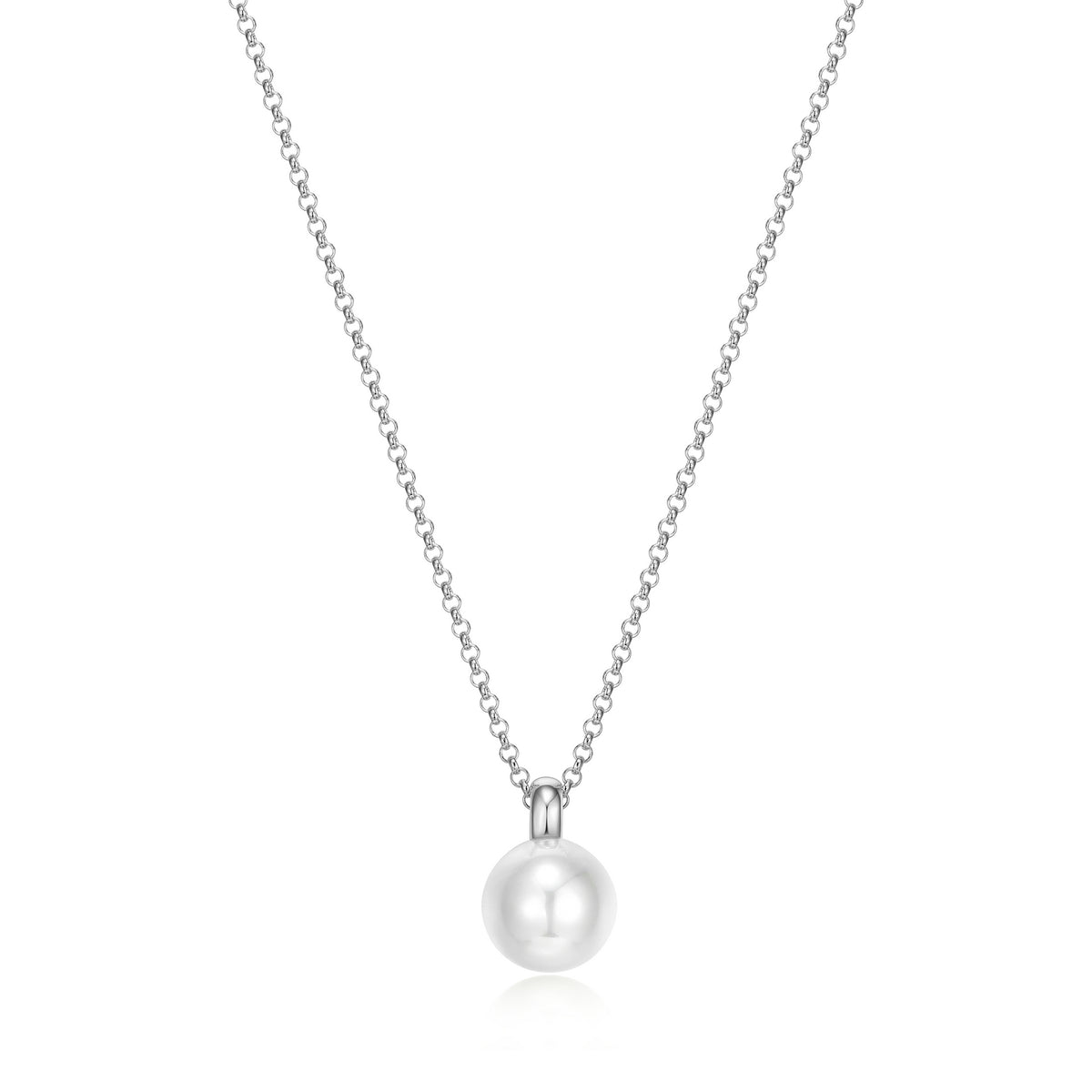 Elle Simpatico Sterling Silver Rhodium Plated White Shell Pearl Neckla ...