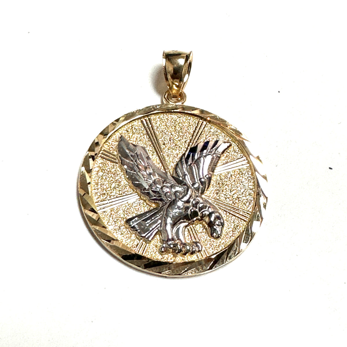10K Yellow and White Gold Round Eagle Pendant – Boulevard Diamonds