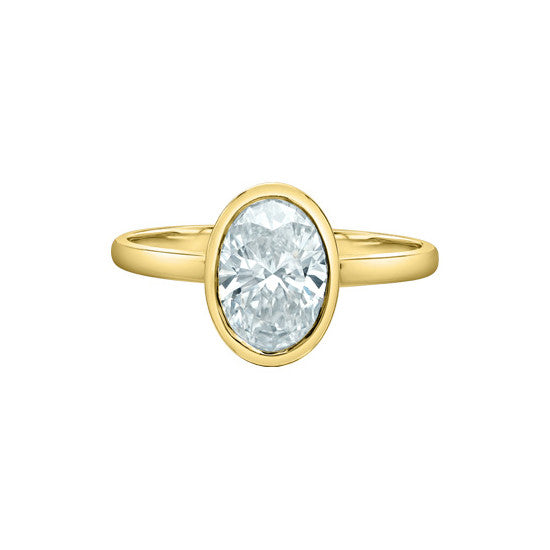 14K Gold (1.50ct) Oval Bezel Set Lab Grown Diamond Solitaire Engagemen ...