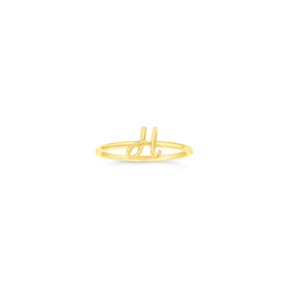 10K Yellow Gold Script Initial "H" Ring – Boulevard Diamonds