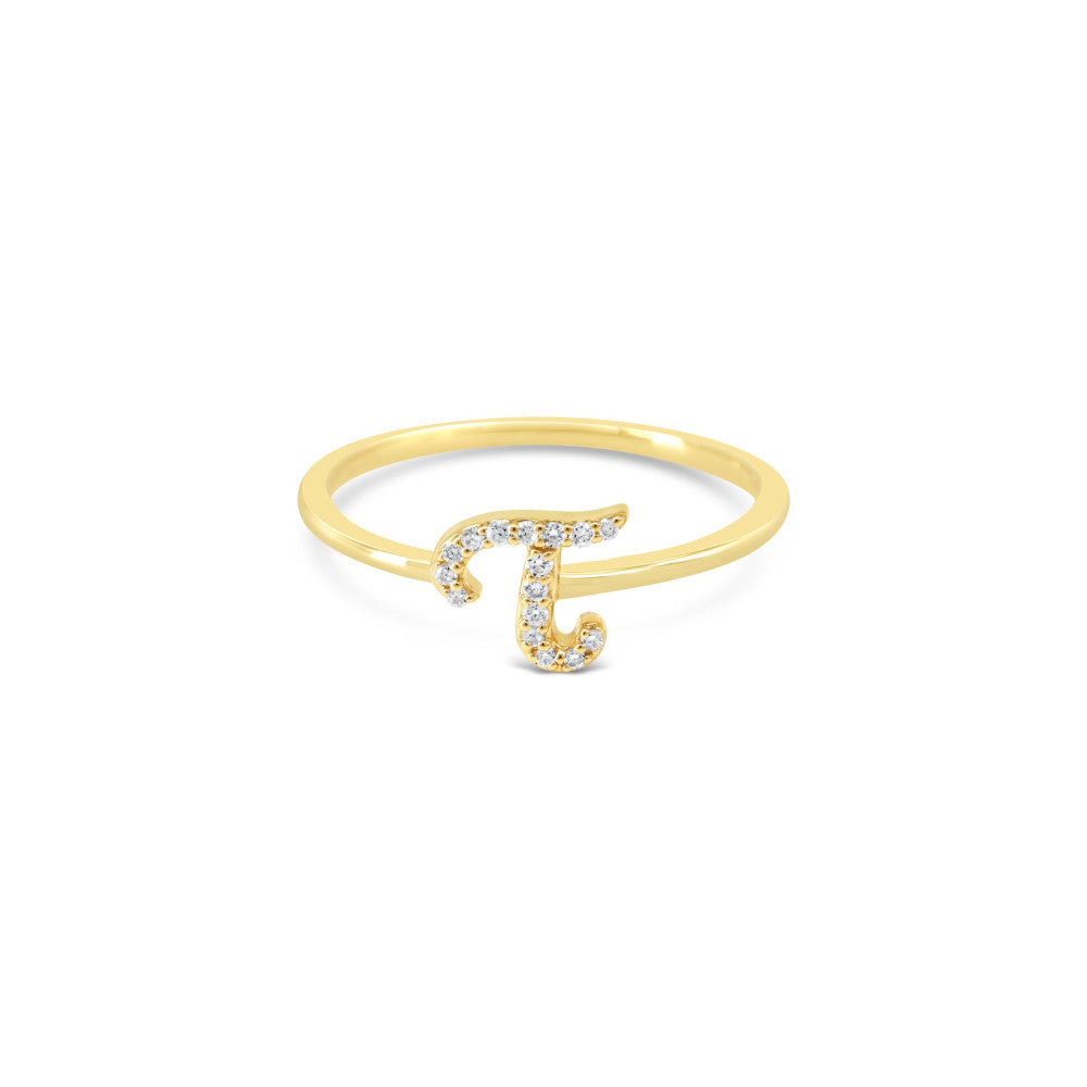 10K Yellow Gold Script Lab Grown Diamond Initial "T" Ring – Boulevard ...