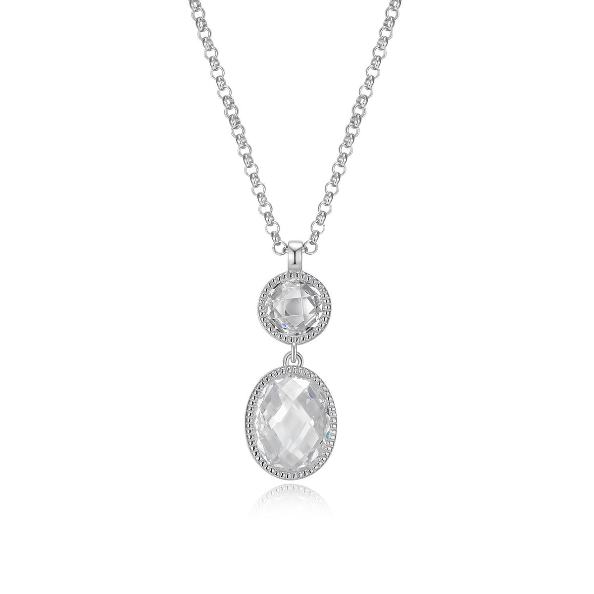 Elle Essence Sterling Silver 18K Yellow Gold/Rhodium Plated Oval and R ...