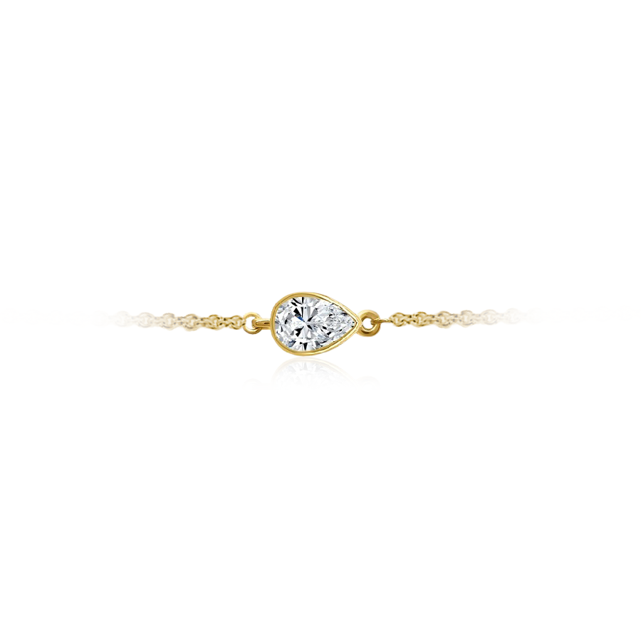 10K Yellow Gold Lab Grown Diamond (0.22ct) Reversible Pear Shaped Brac ...