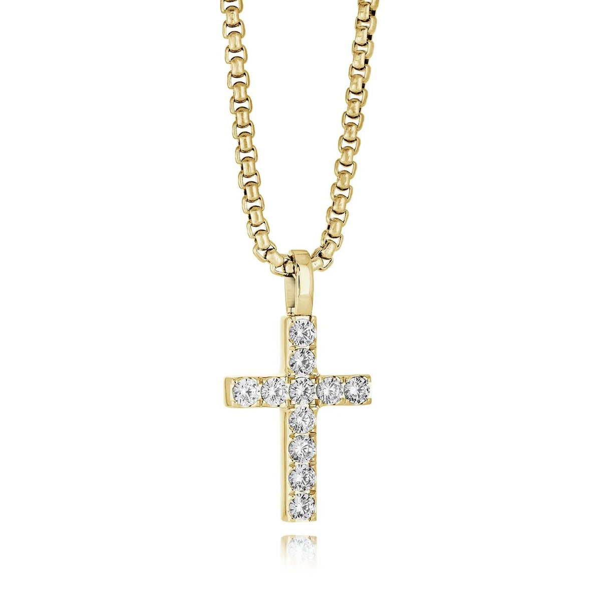 Italgem Stainless Steel Gold Plated CZ Cross Necklace – Boulevard Diamonds