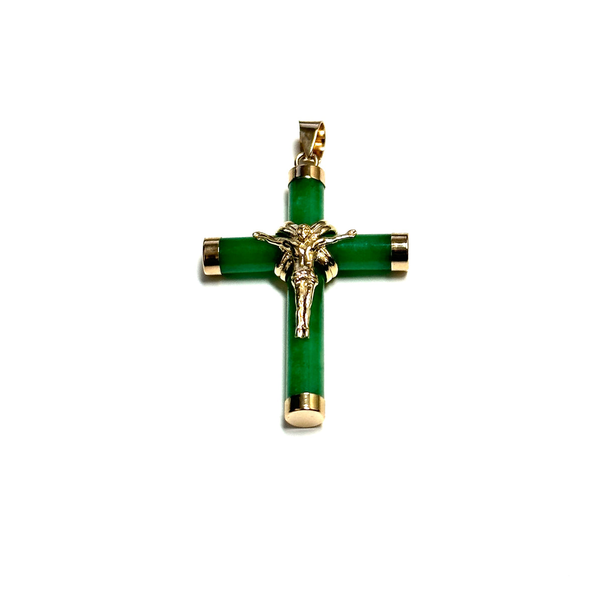 14K Yellow Gold Jade Crucifix Pendant – Boulevard Diamonds